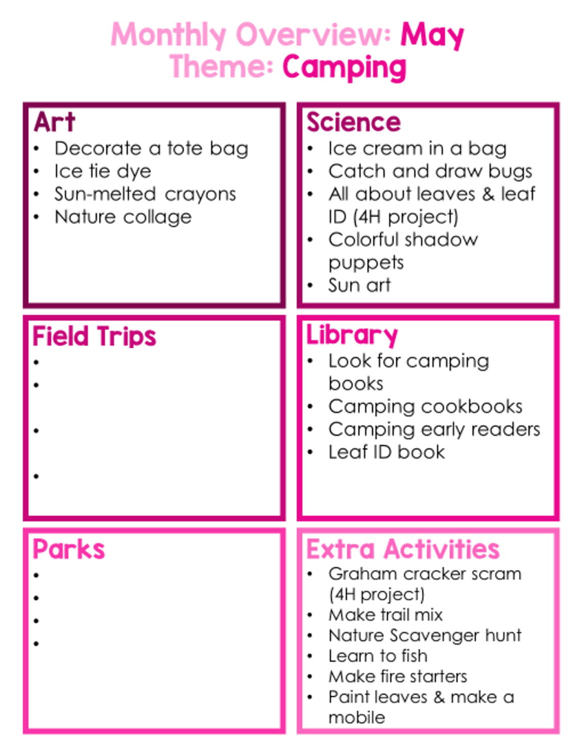 Summer Plans! - Summer activities for a kindergartener