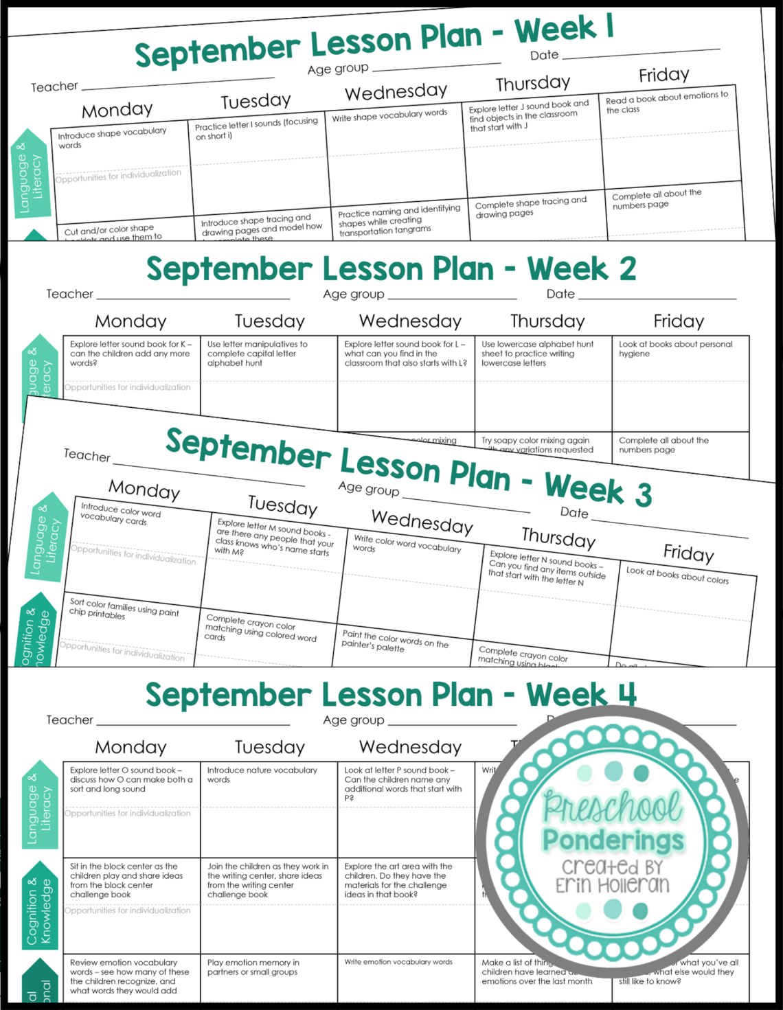 September Plans are Here! - Preschool lesson plans