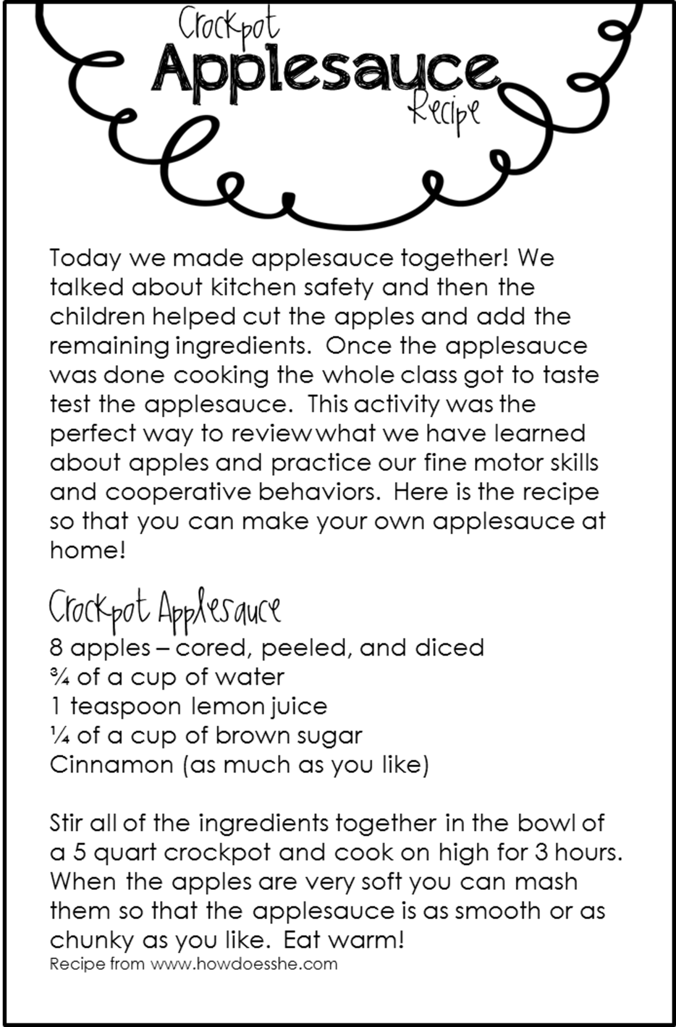 Easy Classroom Applesauce Recipe - crockpot applesauce